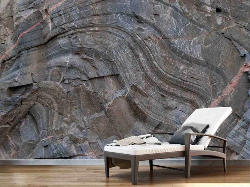 Canadian Shield Swirl Wall Mural | Grey Rock Face Design | About Murals