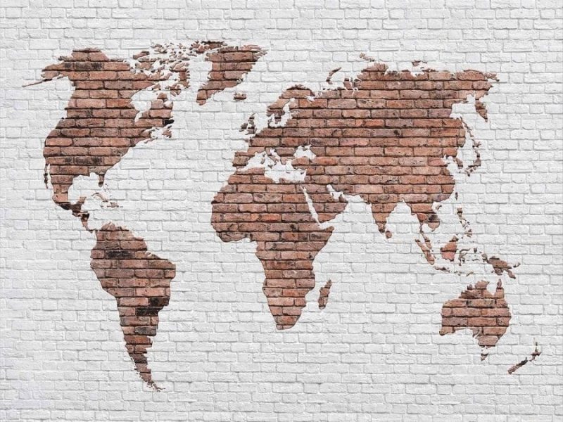 Brick World Map Wallpaper | About Murals