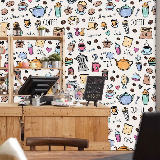 Coffee Shop Wallpaper Interior